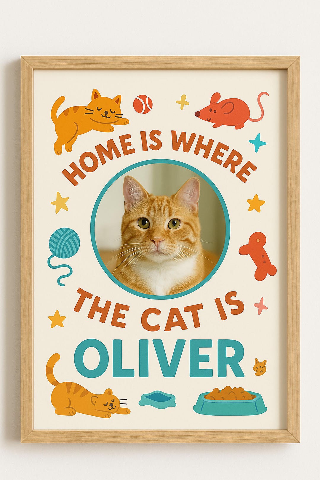 Funny Cat Poster Printable Cat Wall Art Personalized Cat Print