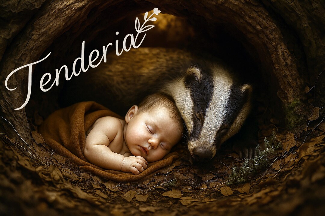 Digital Badger & Baby Digital Backdrop | Woodland Scene for Newborn ...