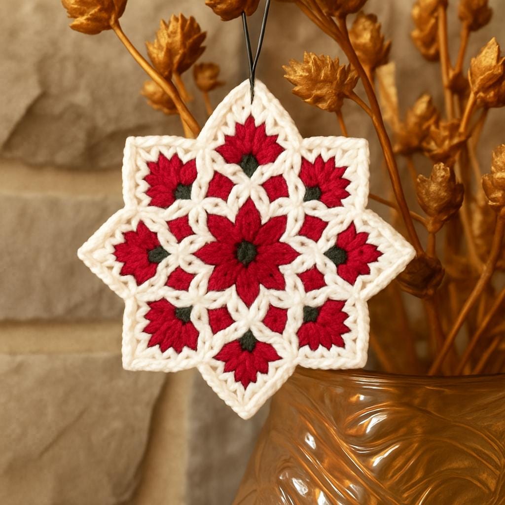 Crochet Star Flower Ornament Pattern PDF, Beginner Tutorial, Holiday ...