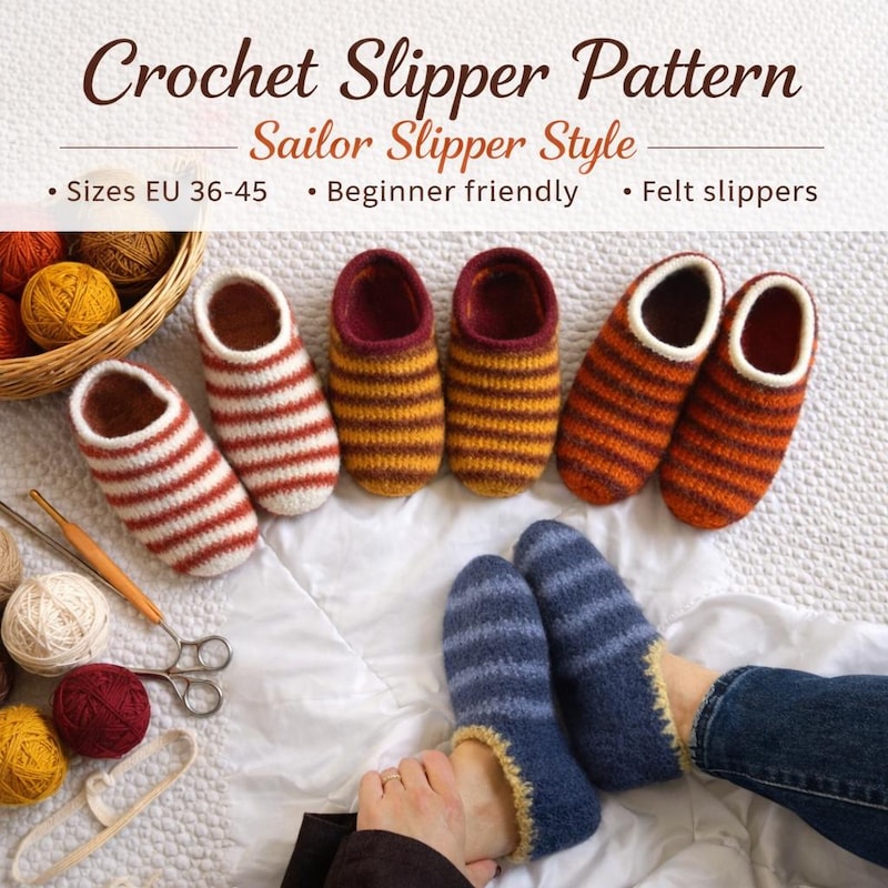 Sailor slipper knitting pattern - Etsy.de