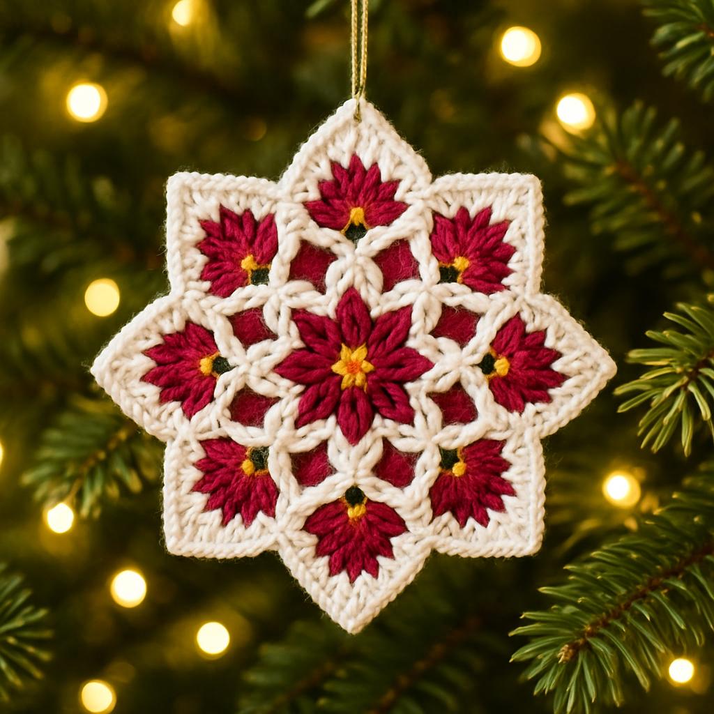 Crochet Star Flower Ornament Pattern PDF, Beginner Tutorial, Holiday ...