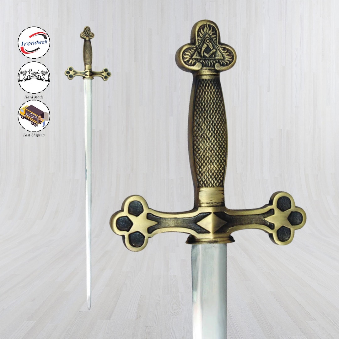 Masonic Snake Flaming Sword – Square & Compass Design With Gold Hilt ...