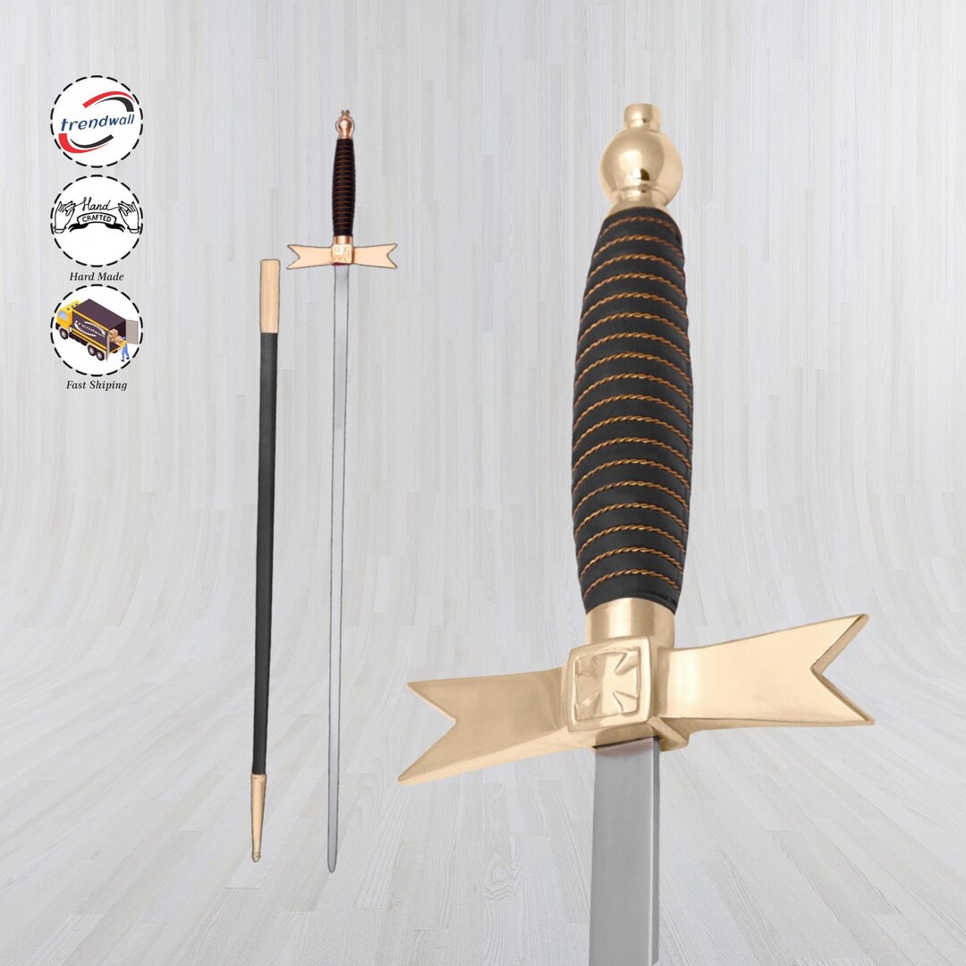 Knights Templar Commandery Sword – Black & Gold Hilt With Black ...