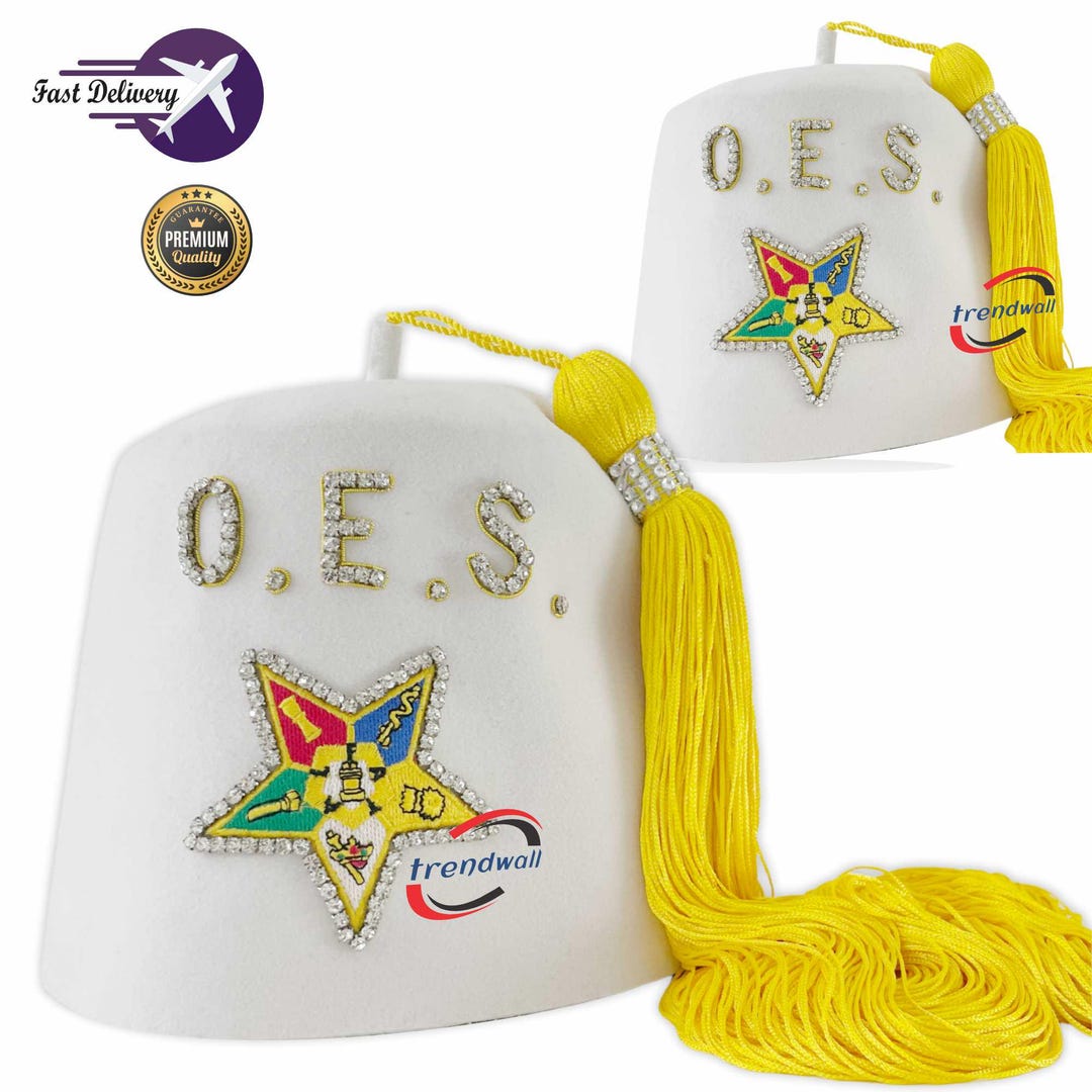 Order of the Eastern Star (OES) Pure White Fez With Yellow Tassel ...