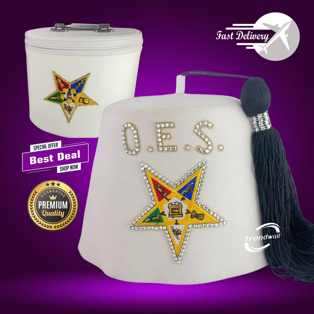OES Rhinestone Fez: Custom Tassel, Order of Eastern Star With Case - Etsy
