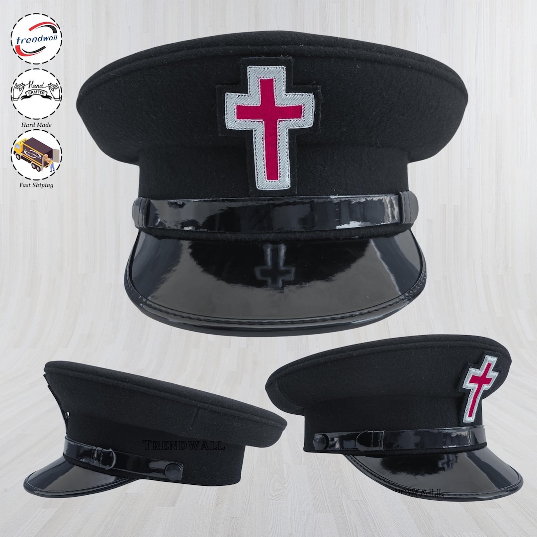 Sir Knight Templar Commandery Fatigue Black Cap Handmade Embroidery ...