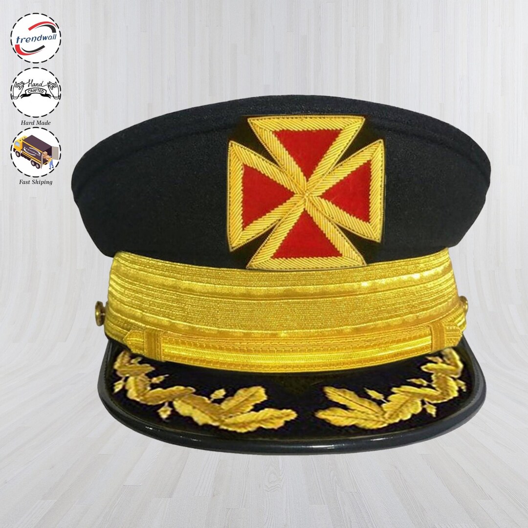 Past Grand Commander Knights Templar Commandery Fatigue Cap Black Wool ...