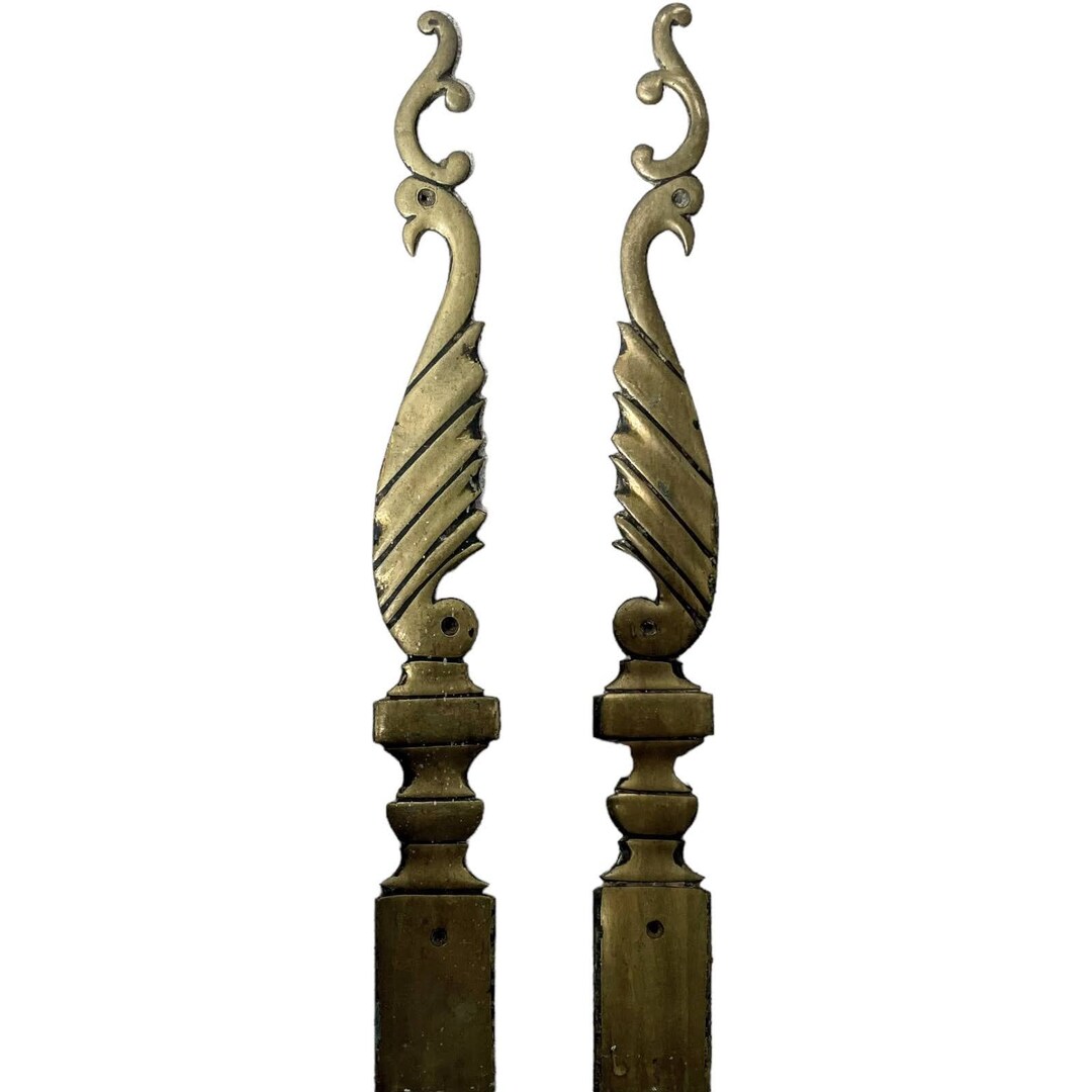 Antique French Large Peacock Brass Finger Closet Door Doorway Push Lock ...