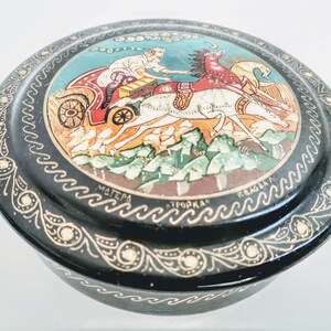 Vintage Greek Enamel Wooden Small Lidded Pill Box Case Jewellery ...