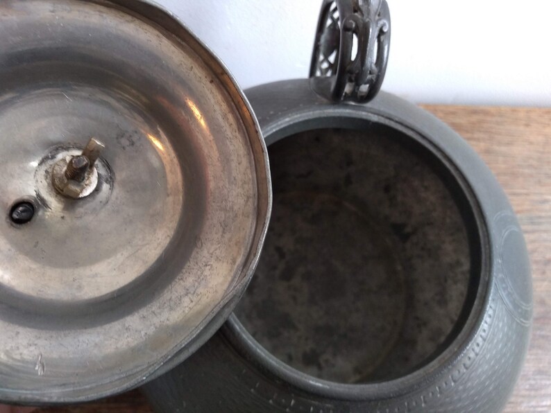 Antique English Sheffield Pewter Pot With Lid Dish Bowl Sugar Storage ...
