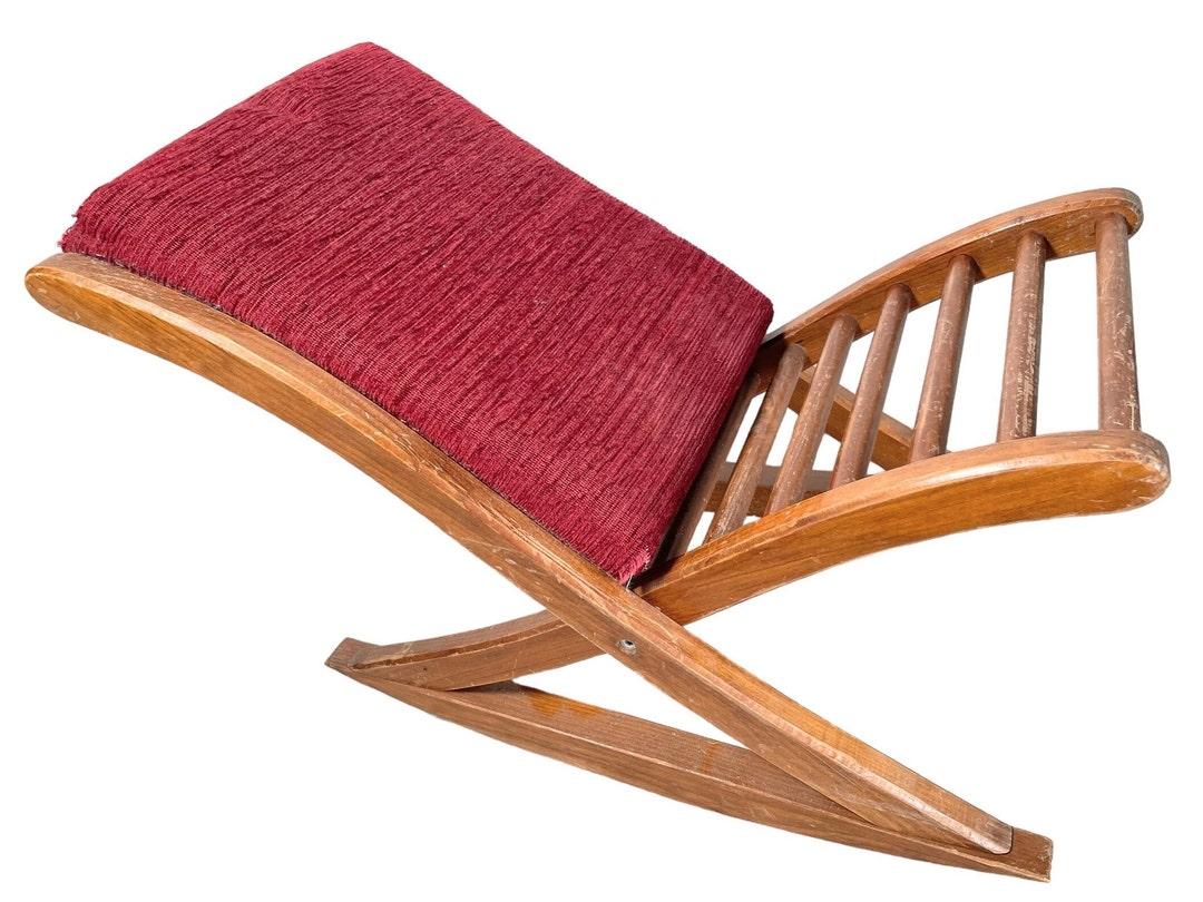 Vintage Footstool French Rocking Self Adjusting Wood Wooden Foot Stool ...