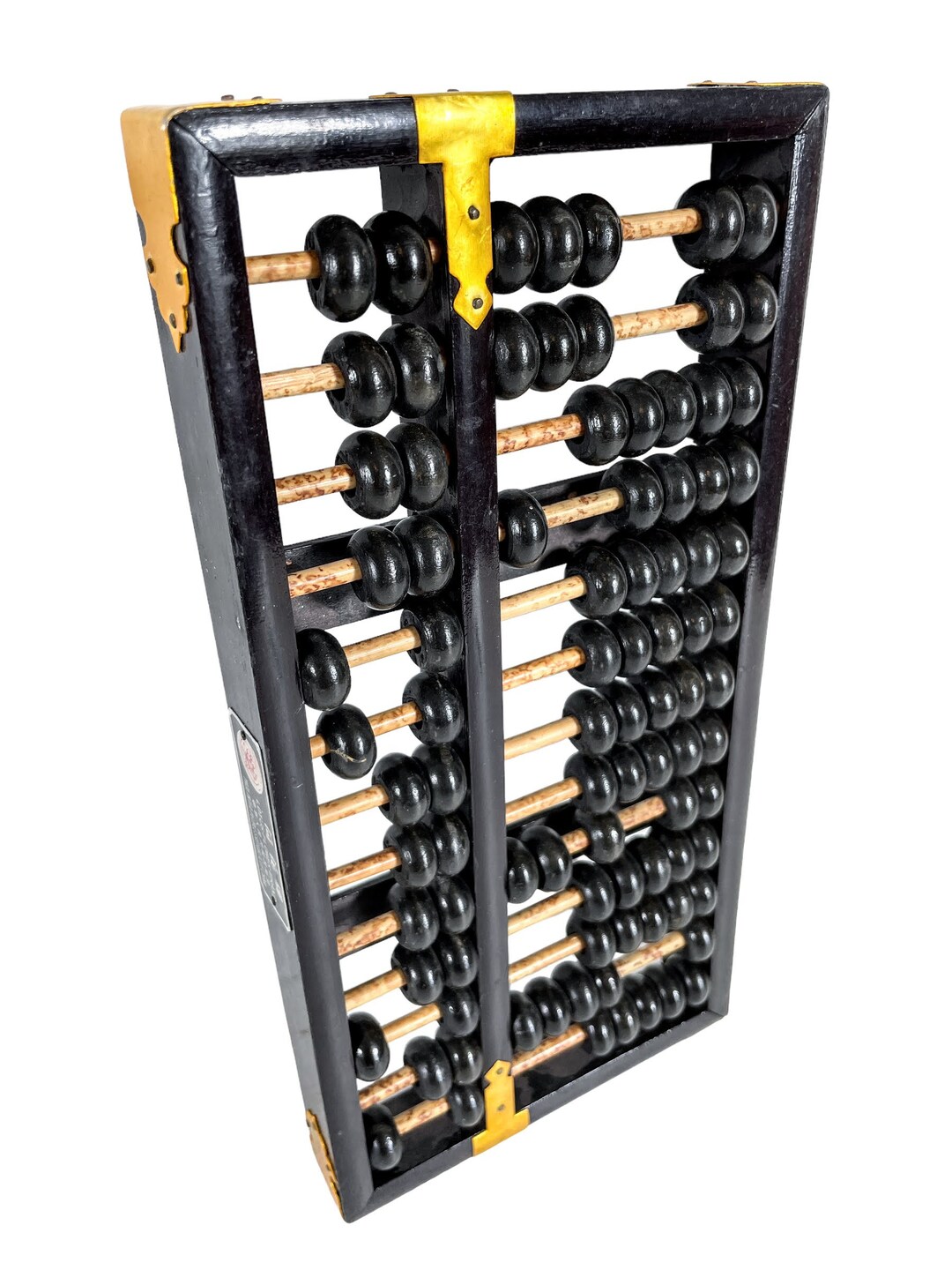 Vintage Chinese Abacus Lotus Flower Black Gold Counting Instrument ...