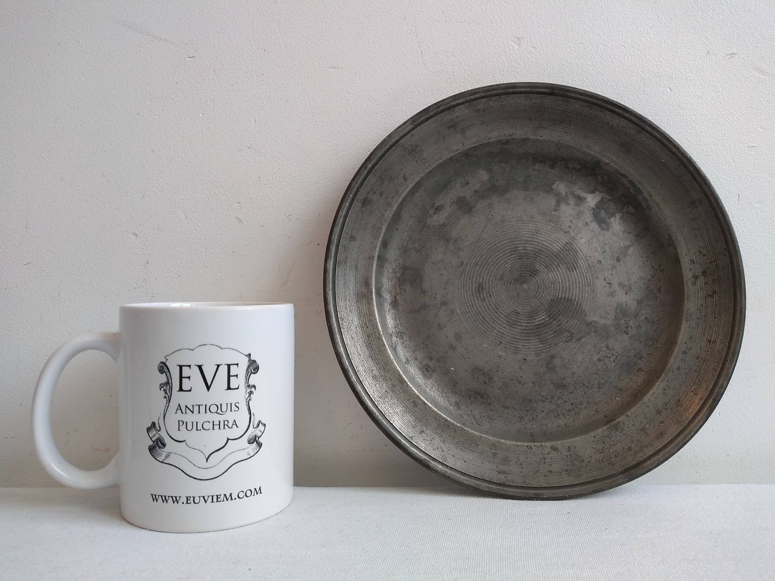 Antique French Pewter Eating Bowl Plate Platter Bashed and Bruised ...