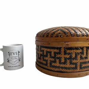 Vintage Thai Asian Traditional Woven Rice Food Basket Storage Decor ...