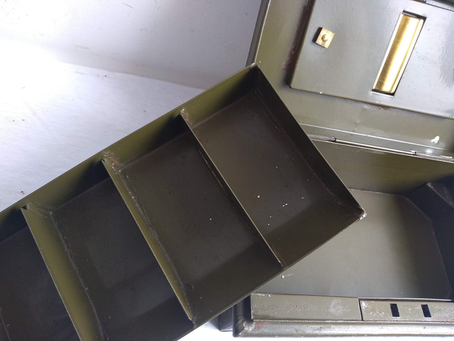 Vintage English Green Gold Metal Tin Money Box Safe Cash Box | Etsy