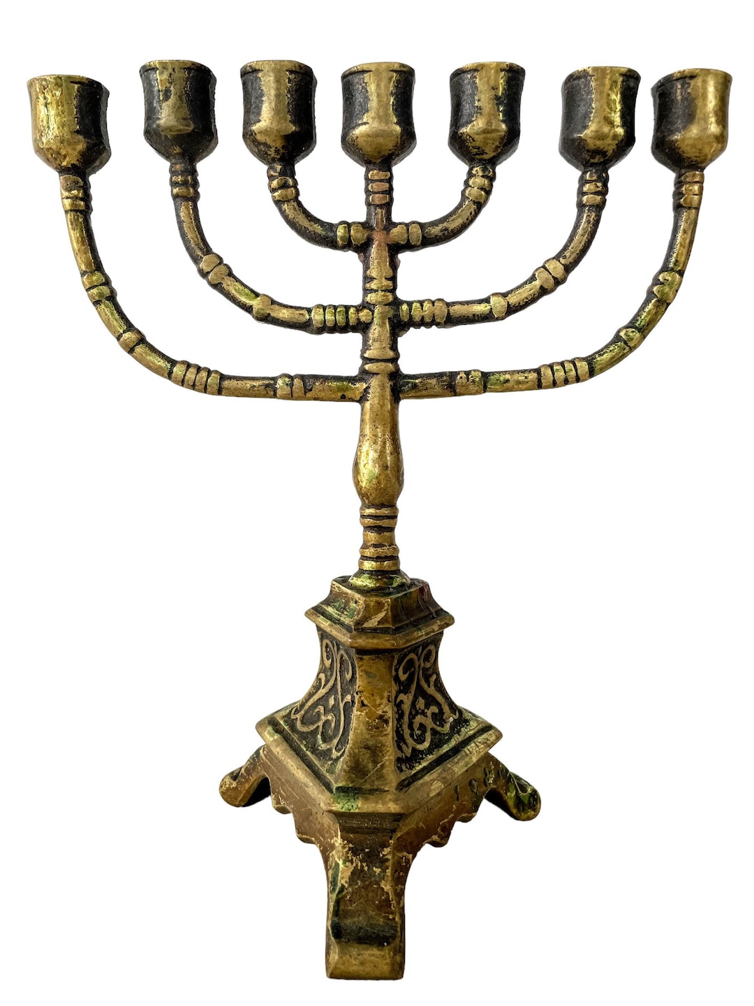 Vintage Israeli Jerusalem Brass Menorah Lamp Candlestick Candle ...