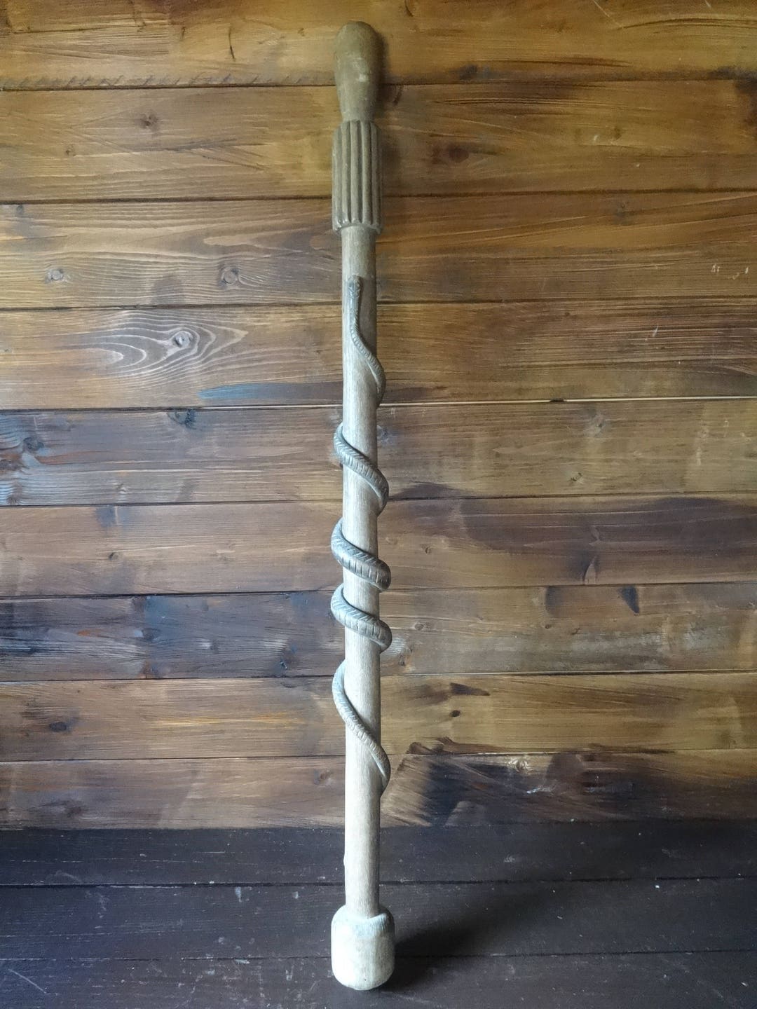 Vintage Tribal Walking Stick Knocker Primitive Tribal Chief Art Snake ...