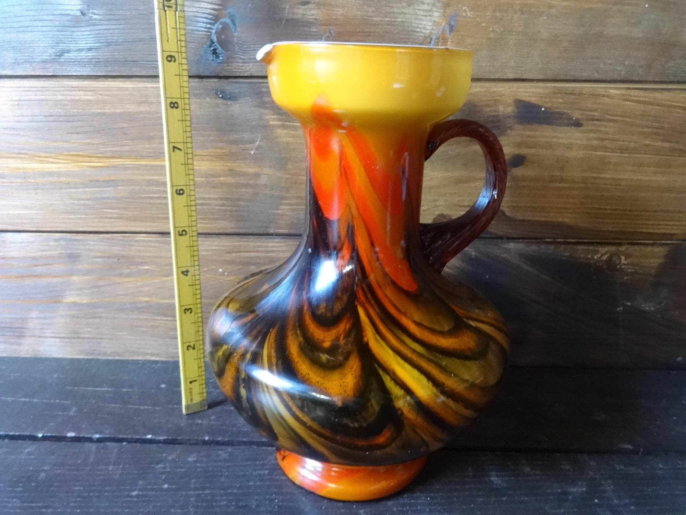 Vintage French Orange Coloured Glass Decanter Jug Pitcher | Etsy