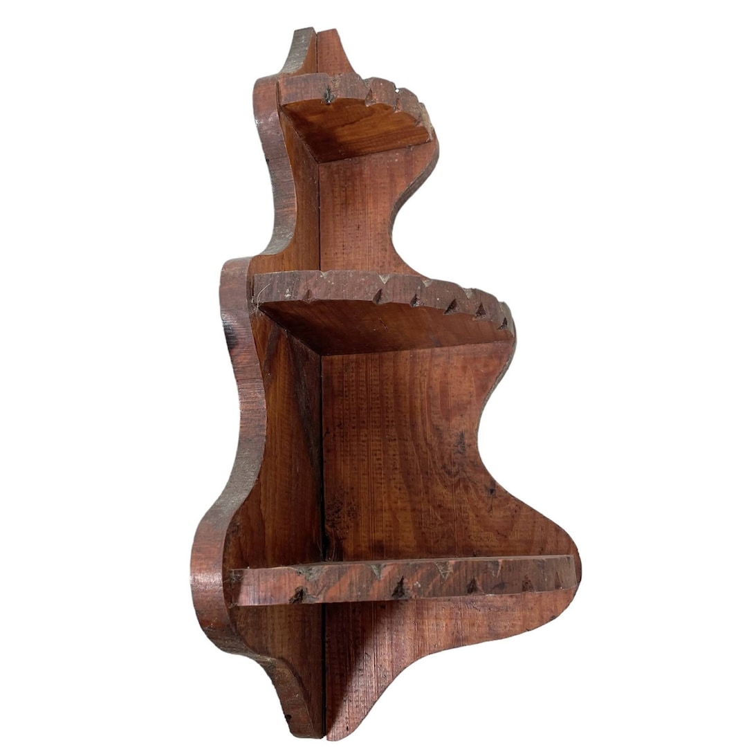 Vintage French Rustic Wooden Wood Stand Corner Small Shelf Wall Hanging ...