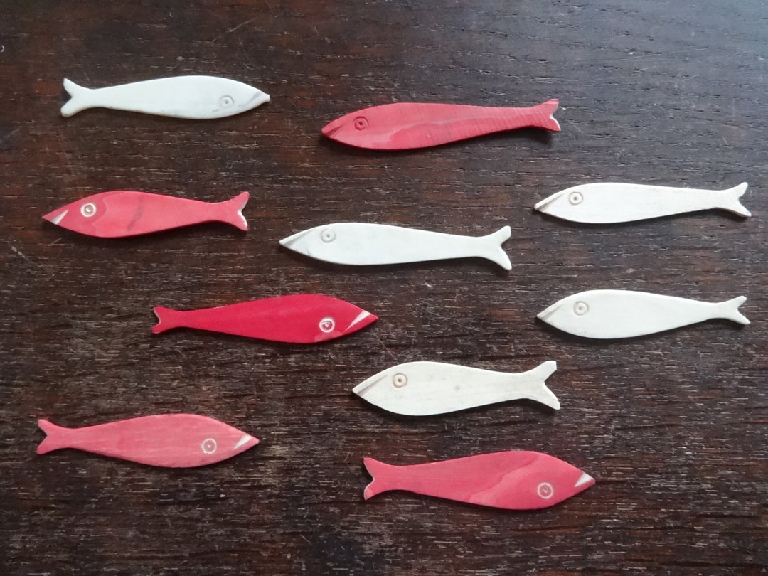 Antique Chinese Bone Fish Gaming Chip Counter Token Hand Produced ...