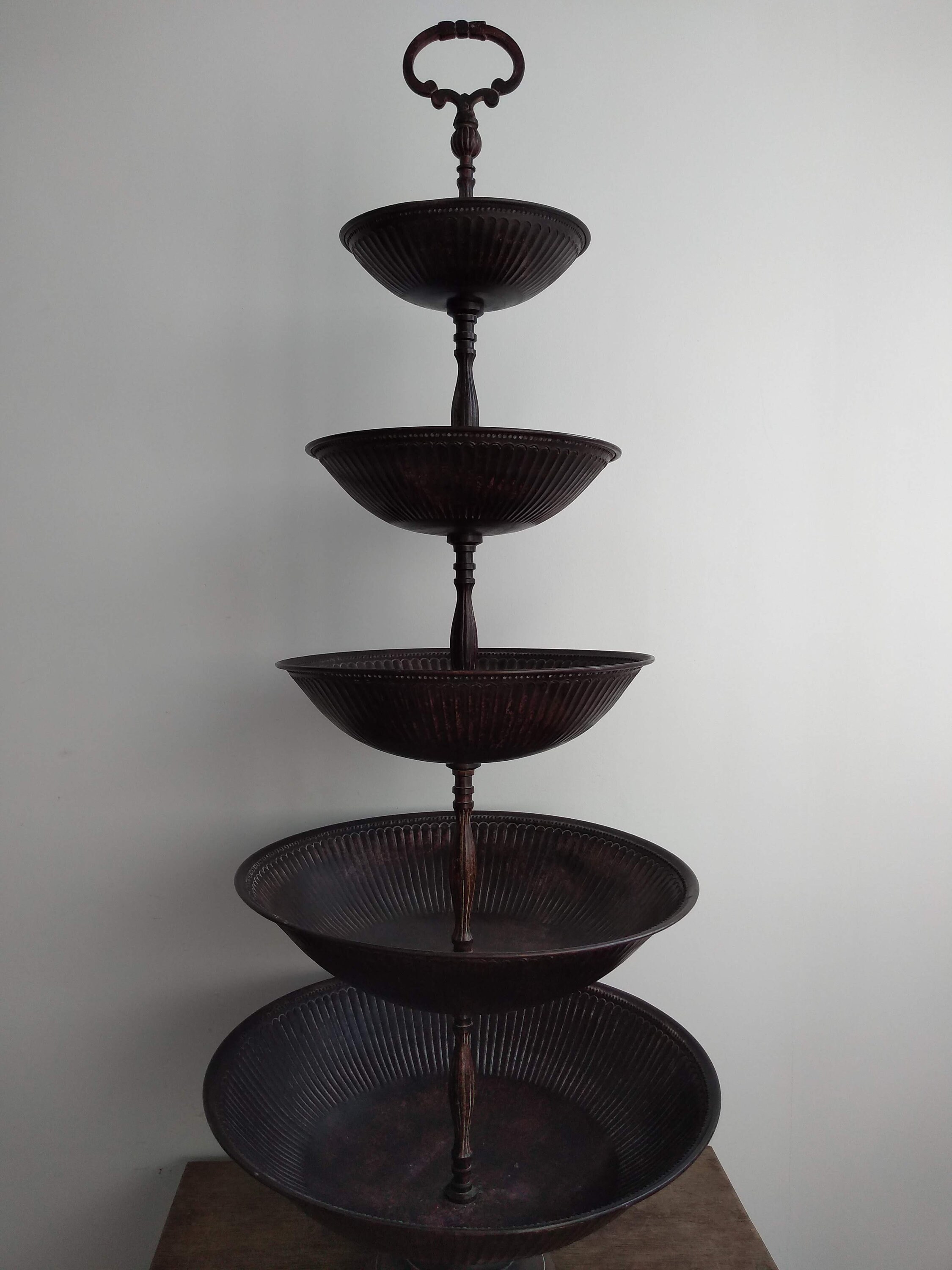 Vintage French Metal Brown Cake Bon Bon Stand Style Five Tier Serving ...
