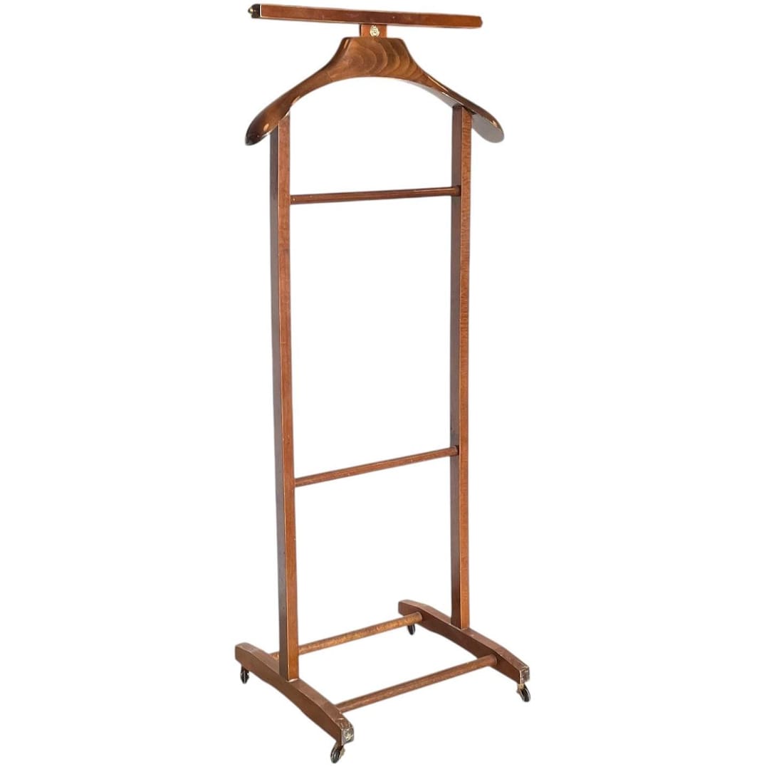 Vintage Italian Valet Butler Stand Wooden Clothes Hanger Suit Costume ...
