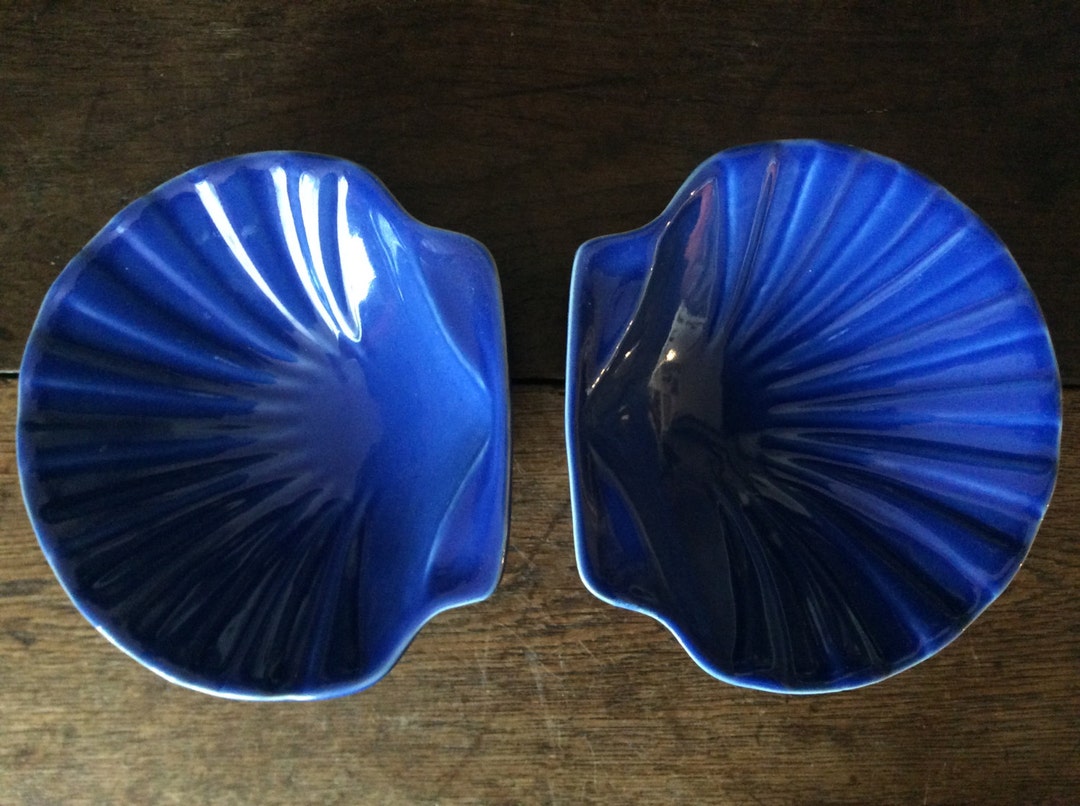 Vintage French Blue Shell Side Plates Dish Bowls Circa 1970-80's / EVE ...