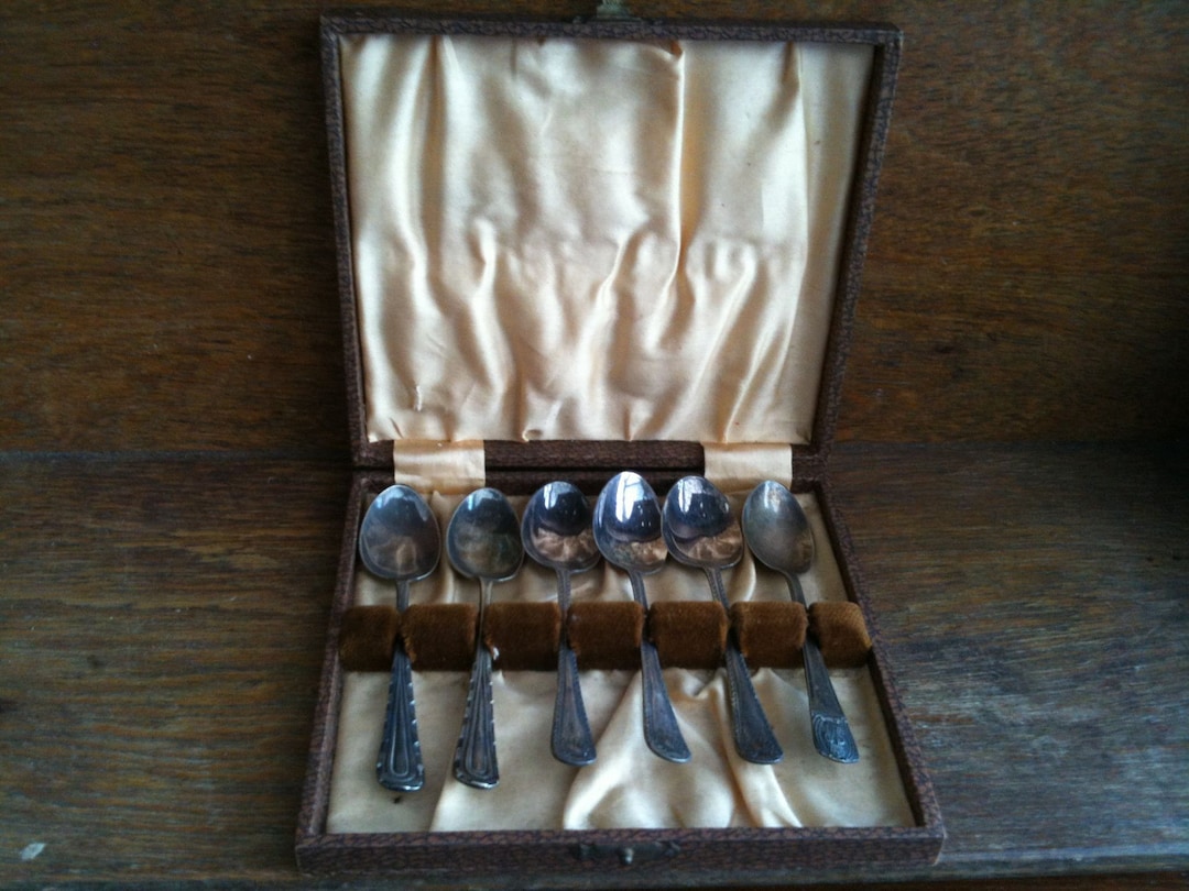 Antique English Tea Spoons in Box Mixed Collection of 6 Circa 1910's ...