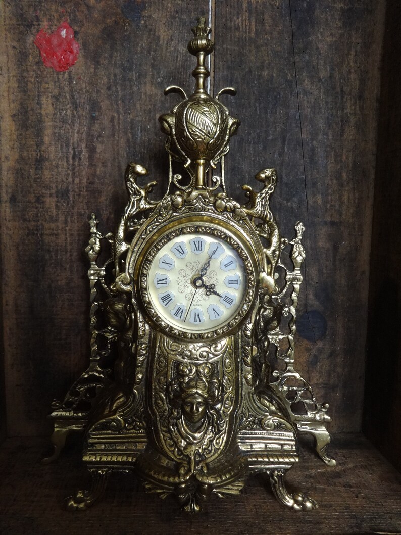 Vintage Heavy Brass Electronic Reproduction Clock With Candle - Etsy Canada