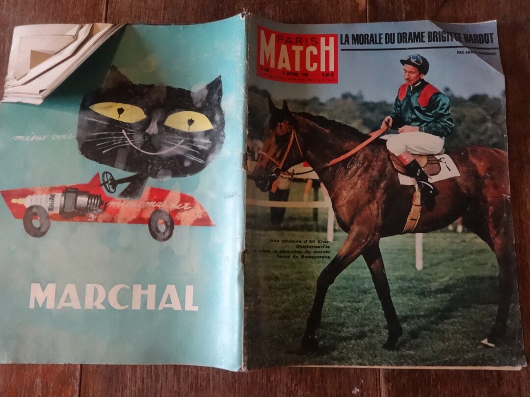Vintage French Paris Match Magazine No 600 D'ali Khan Brigitte Bardot ...