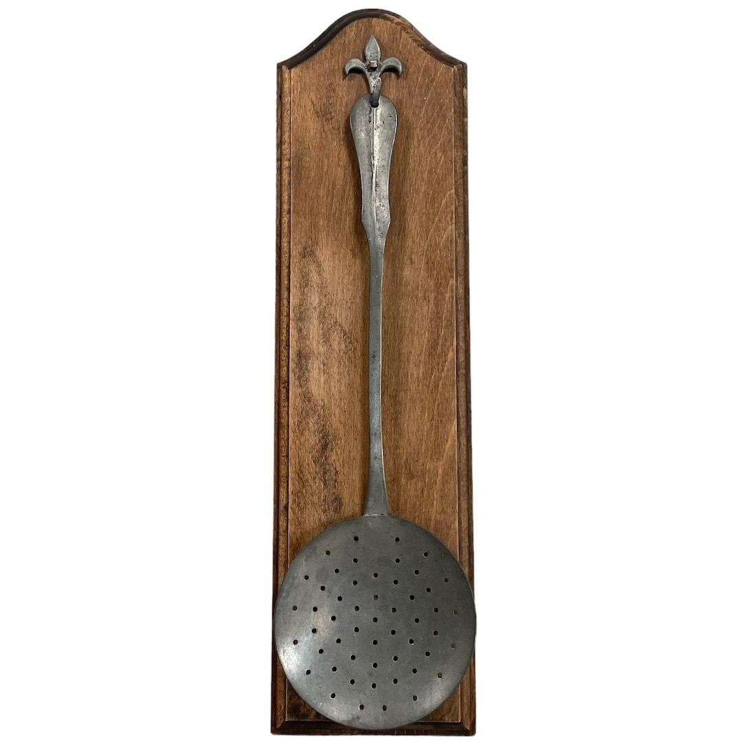Vintage French Pewter Kitchen Sieve Serving Ladle Scoop Kitchen Tool ...