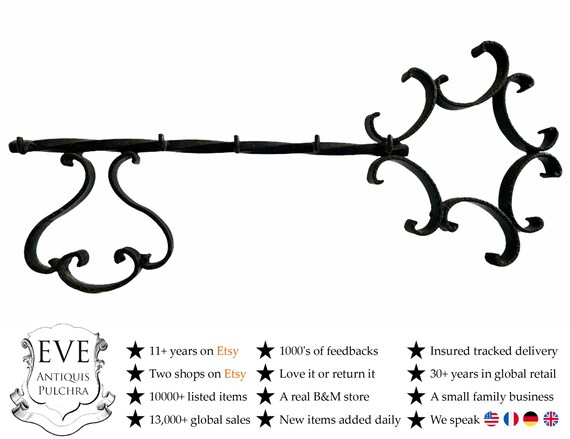 Vintage French Large Metal Wall Hanging Key With Hooks Kitchen - Etsy