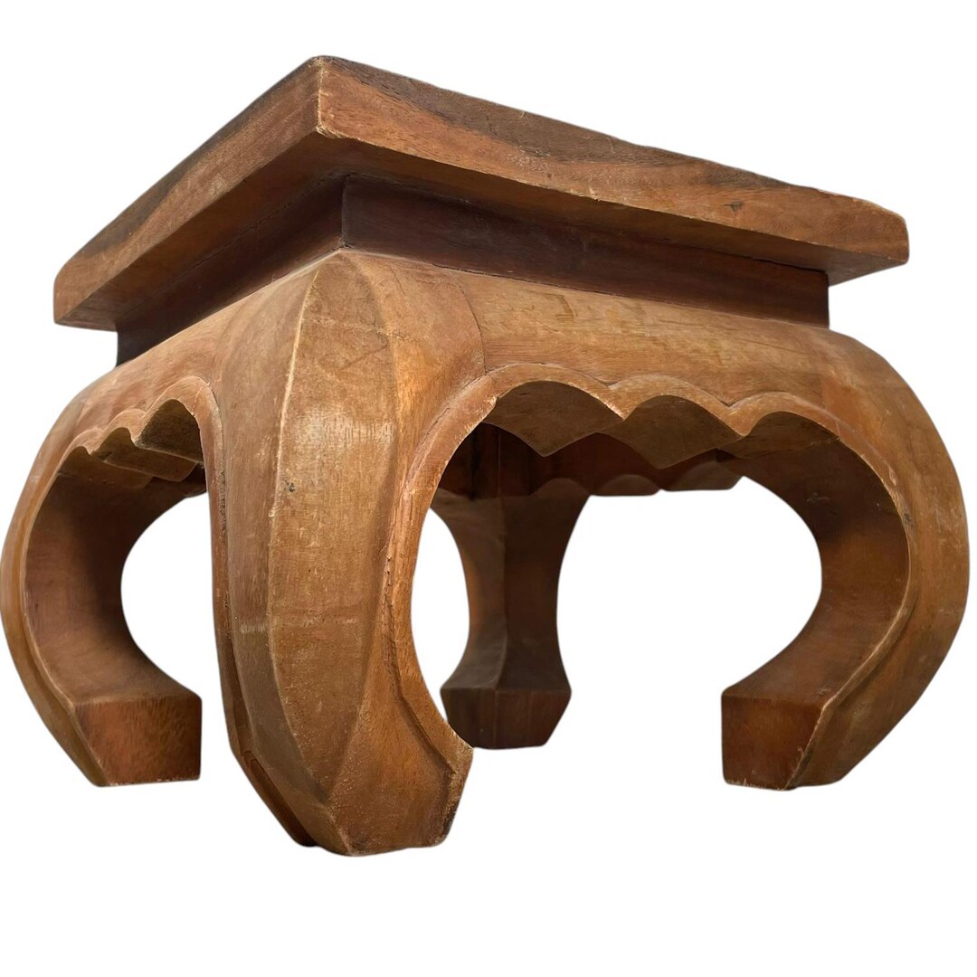 Vintage Asian Small Opium Table Heavy Stand Step Stool Plinth Wooden ...