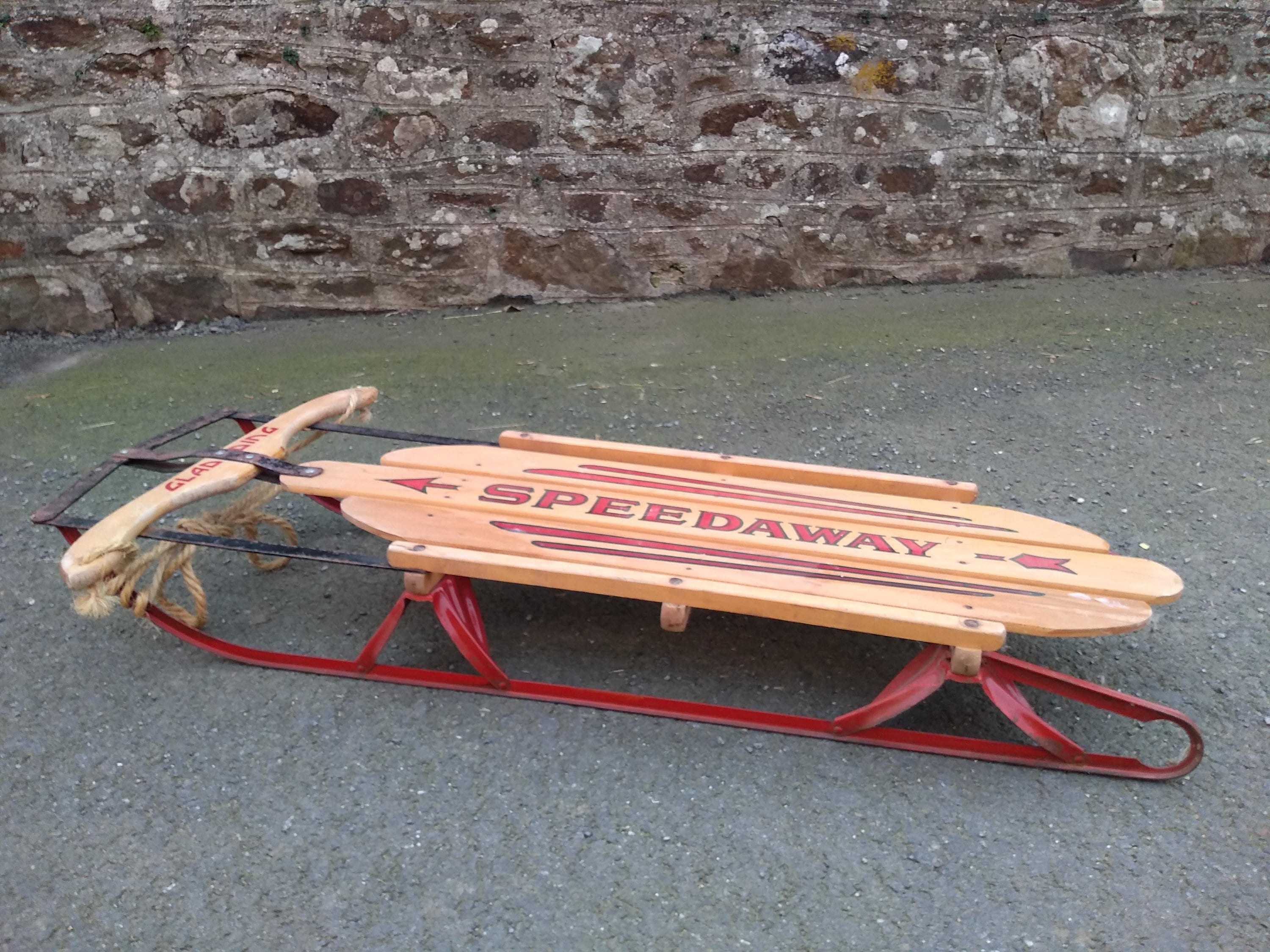 Vintage Genuine Gladding Speedaway Wood Metal Wooden Snow Sled - Etsy ...