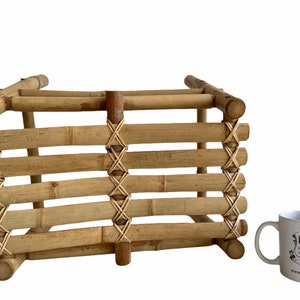 Vintage Vietnamese Bench Stool Bamboo Pole Wood Wooden Pole Seat Prop ...