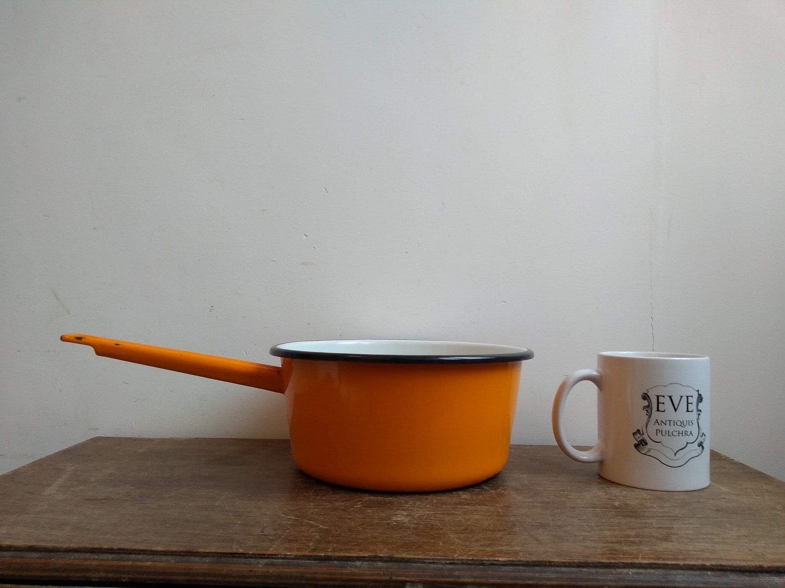 Vintage French Orange Enamel Medium Saucepan Sauce Pan Cooking | Etsy
