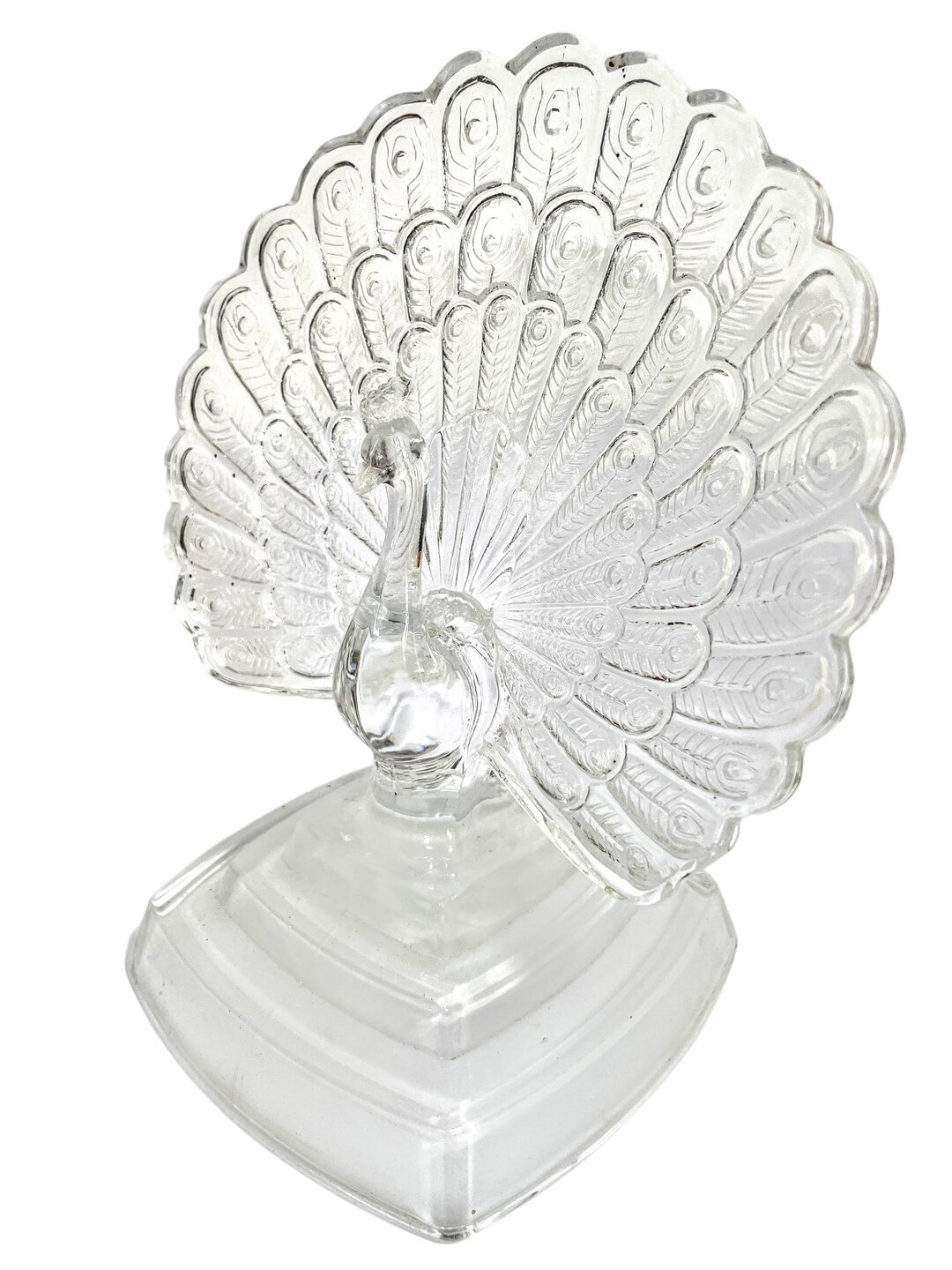 Vintage French Clear Glass Peacock Figurine Ornament Decor Bird Statue ...