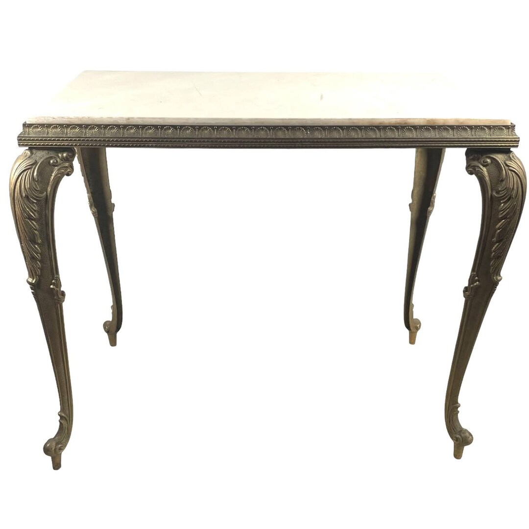 Vintage French Stone Topped Brass Table Stand Plinth Tabouret Sellette ...