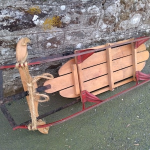 Vintage Genuine Gladding Speedaway Wood Metal Wooden Snow Sled Sledge ...
