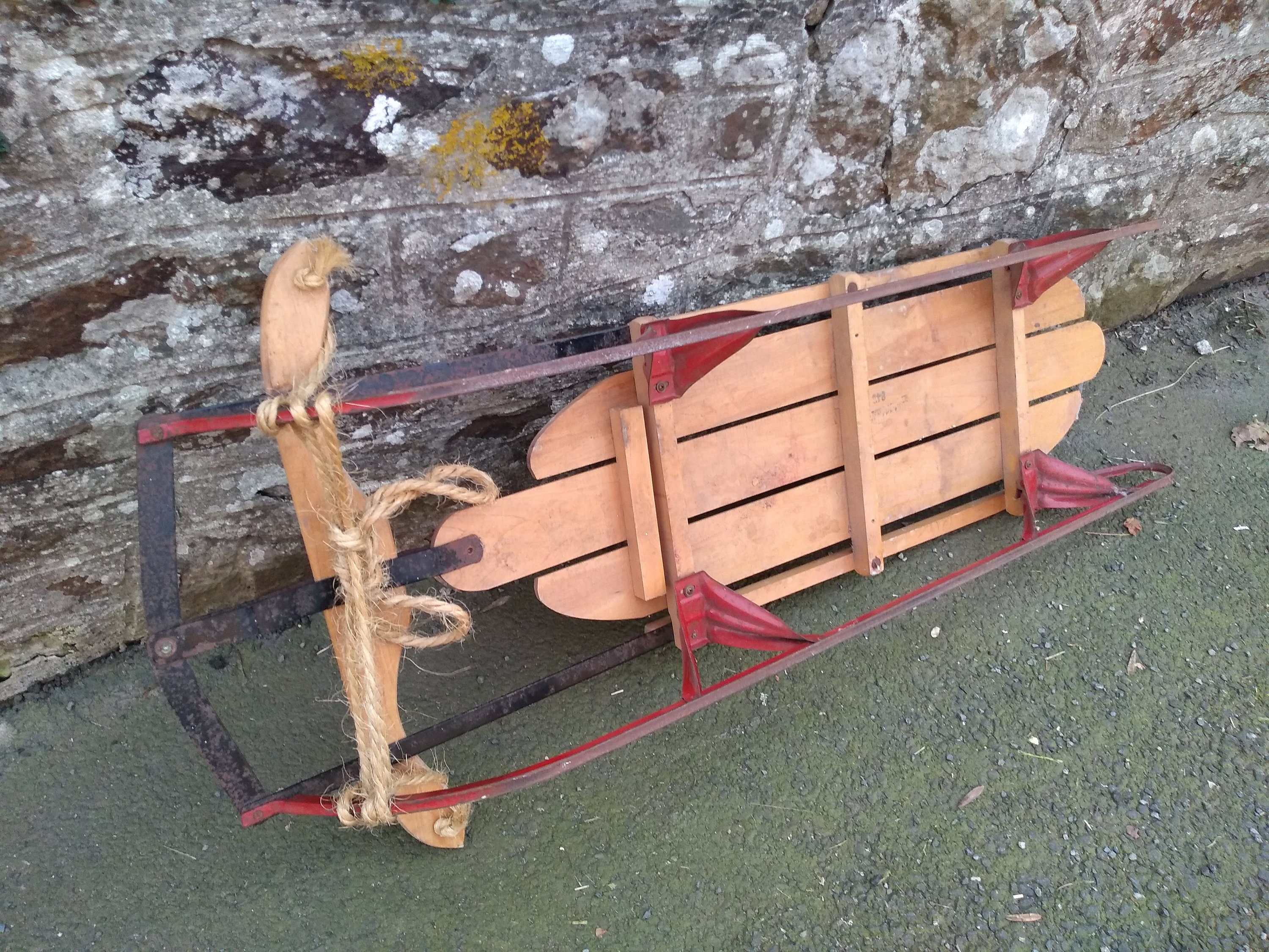 Vintage Genuine Gladding Speedaway Wood Metal Wooden Snow Sled Sledge ...