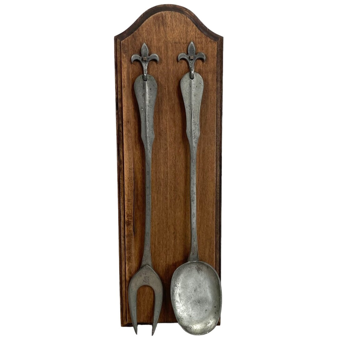 Vintage French Pewter Kitchen Serving Spoon Fork Scoop Kitchen Tool ...