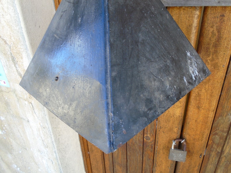 Vintage French Black Painted Metal Pyramid Triangle Industrial ...