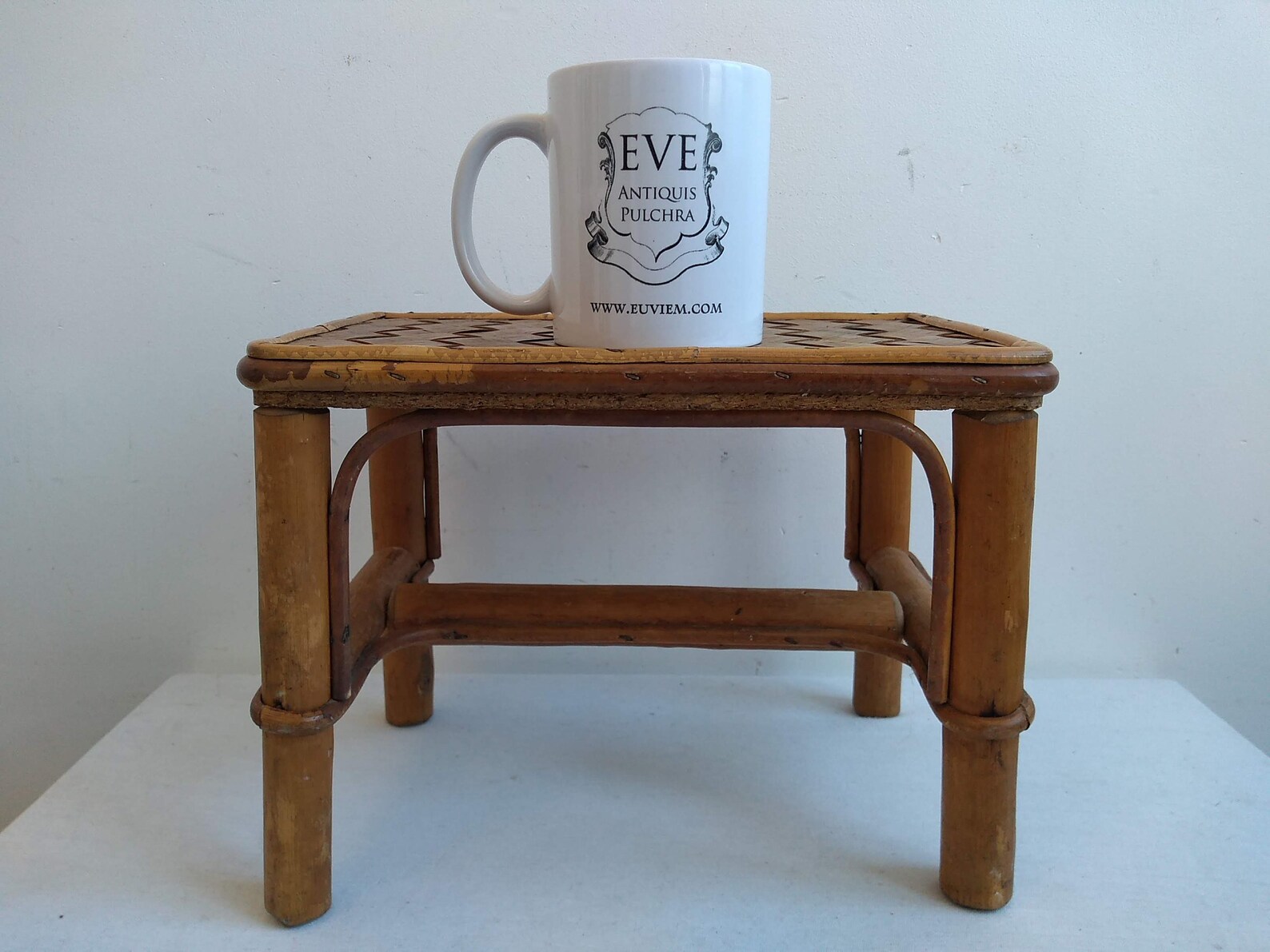 Vintage Asian Table Small Stand Bamboo Plant Pot Display Plinth Flower ...