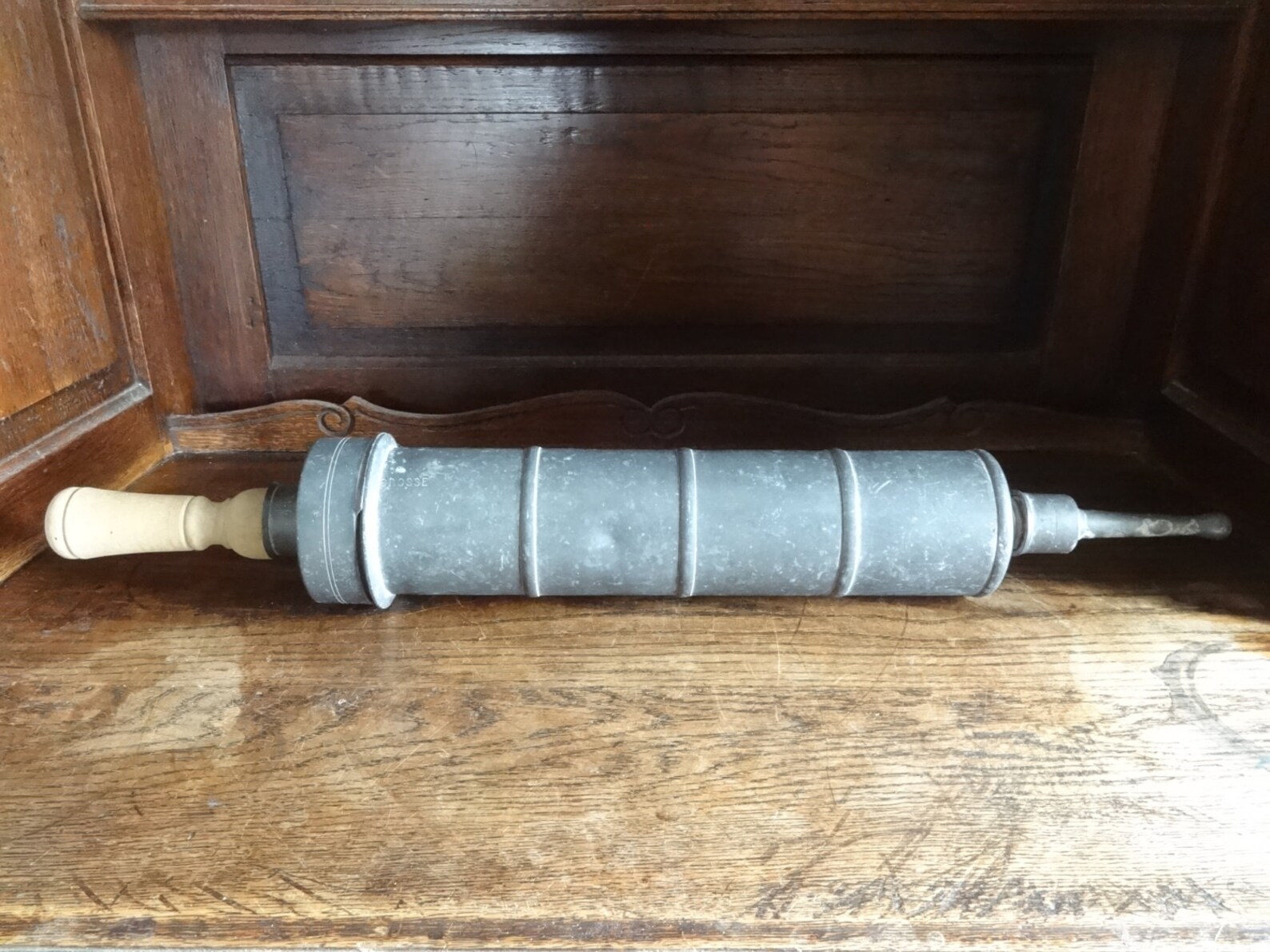 Antique French Large Butcher Pewter Wood Kitchen Tool Sausage Maker ...