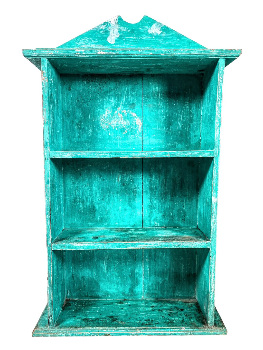 Vintage French Wooden Triple Shelf Painted Aqua Blue Green Shabby Chic ...