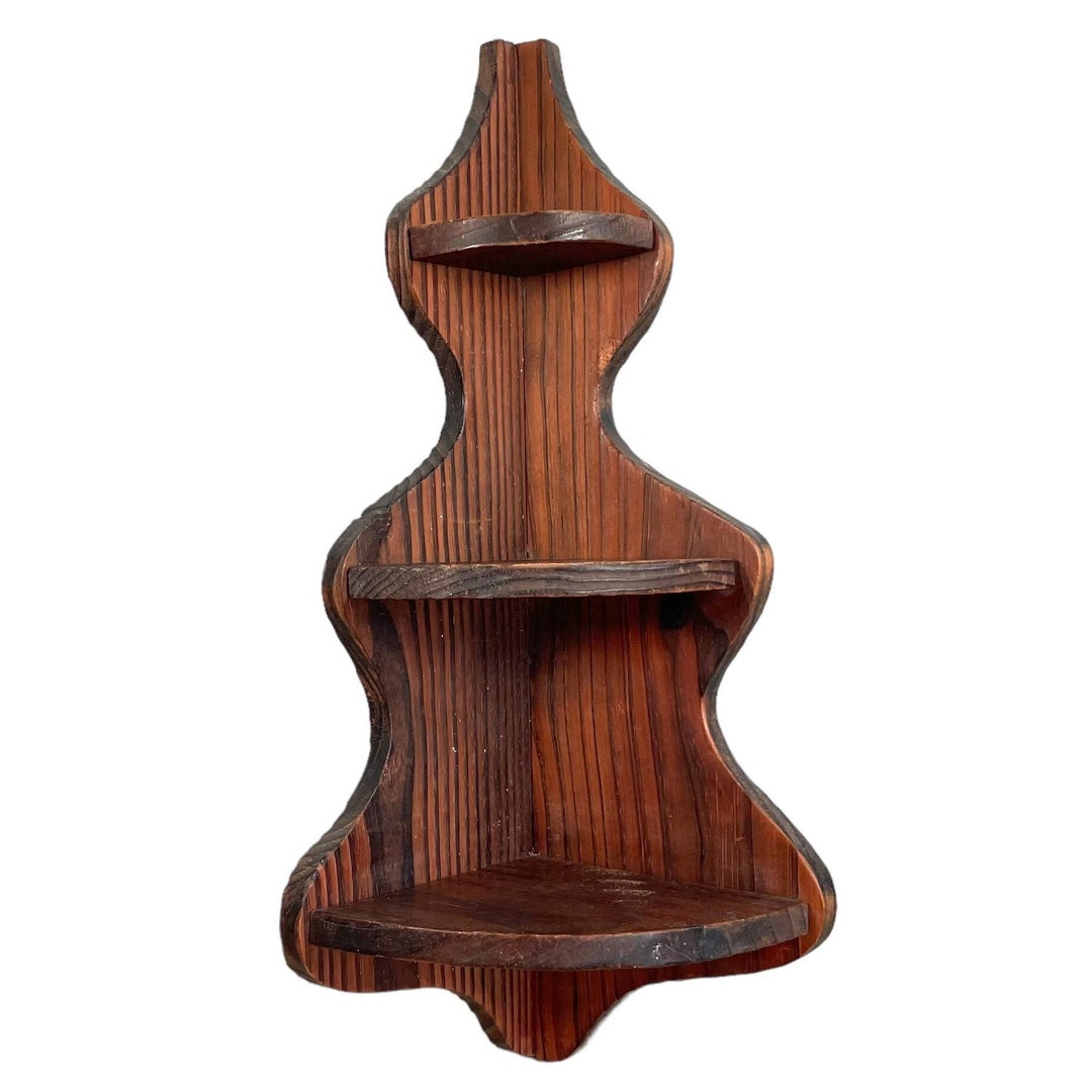 Vintage French Rustic Wooden Wood Stand Corner Small Shelf Wall Hanging ...