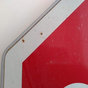 Vintage French Stop Sign Extra Large Motorway Marked Bruised Red White ...
