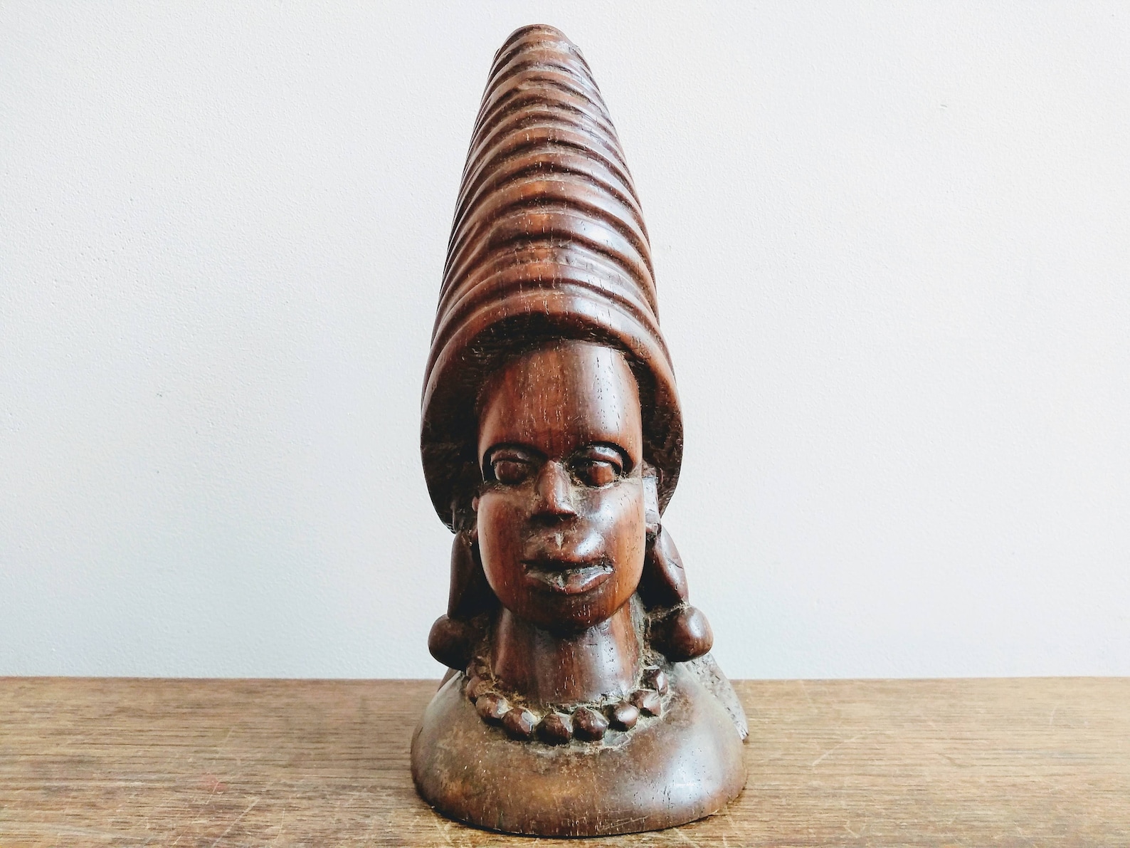 Vintage African Wood Wooden Woman Female Lady Hat Bust Idol Statue ...