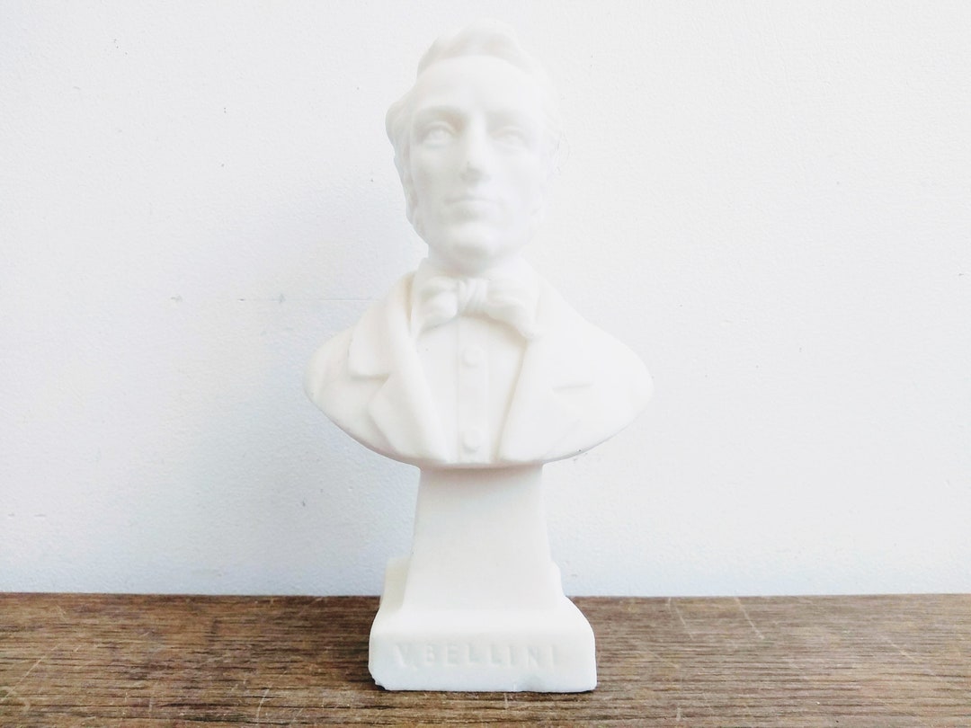 Vintage French Bellini Stone Like Cast Composer Music Small White Bust ...