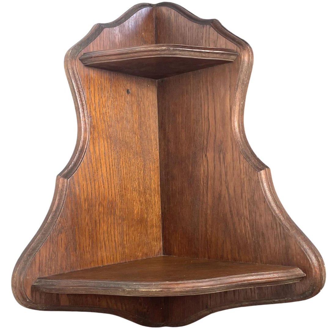 Vintage French Large Rustic Wooden Wood Stand Corner Small Shelf Wall ...